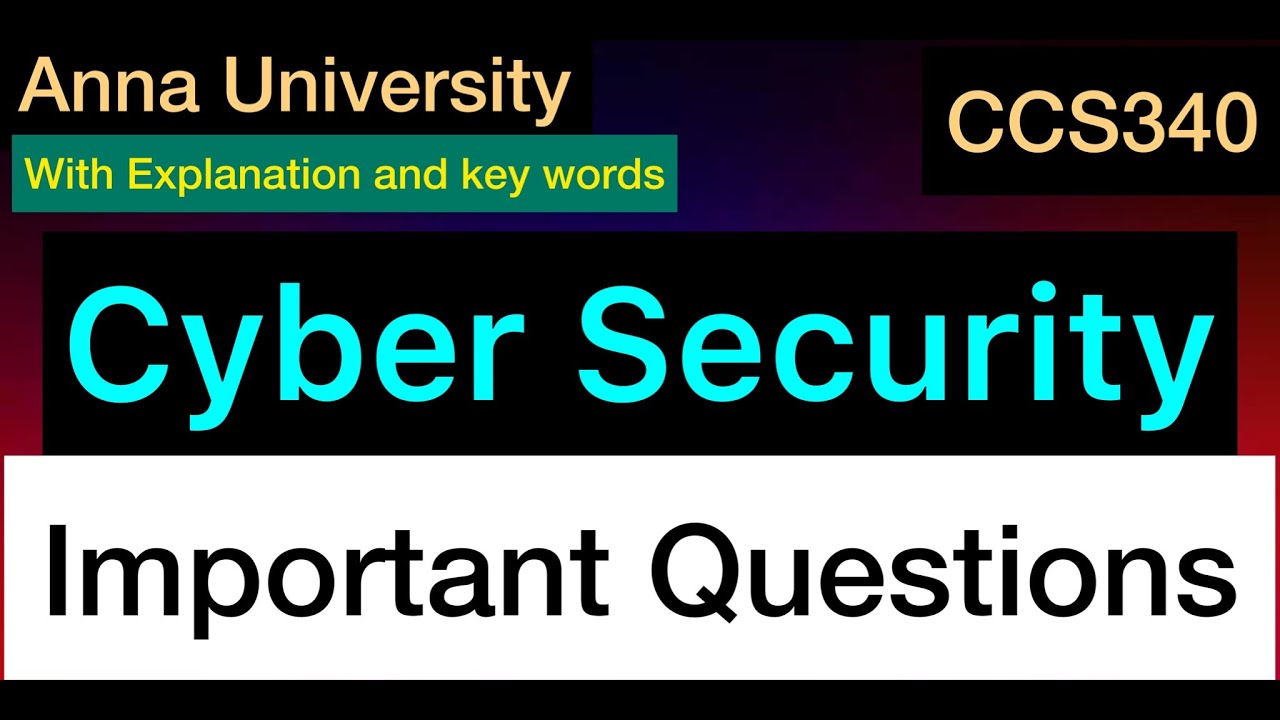 Cyber Security | Important Questions | Anna University | Tamil - YouTube