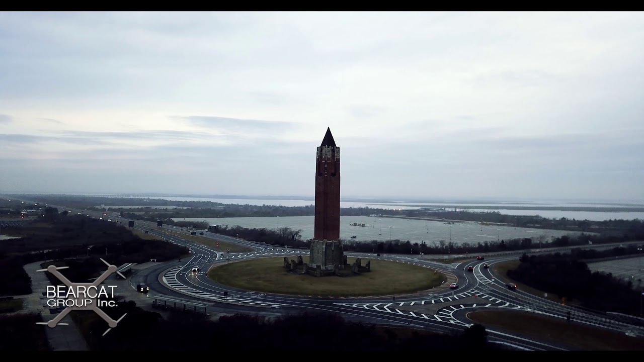 AERIAL 4K FOOTAGE OF JONES BEACH THEATER, WATER TOWER AND BEACH ...