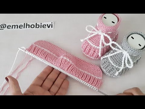İki Şişle Bebek Patik Yapılışı / Knitting Baby Socks Booties DIY Pattern Design