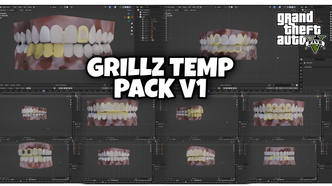 Making A Grillz Temp V1 Pack In GTA 5 RP (FiveM) | Blender 3D Modeling - YouTube