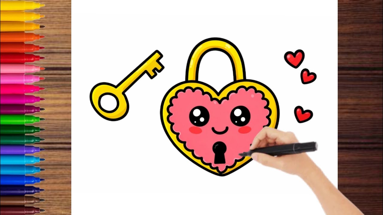 How to draw cute Key and lock | Kids drawing easy #stepbystep - YouTube
