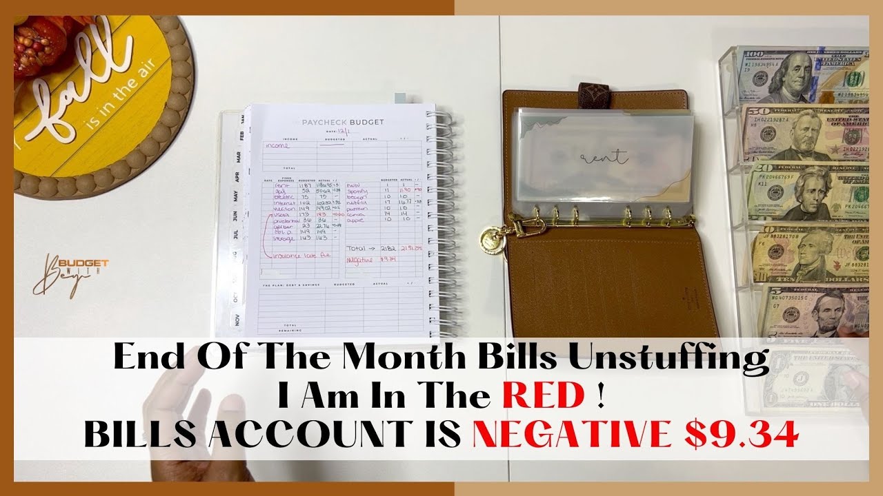NEGATIVE $9.34 IN MY BILLS BANK ACCOUNT | CASH UNSTUFFING | DECEMBER ...