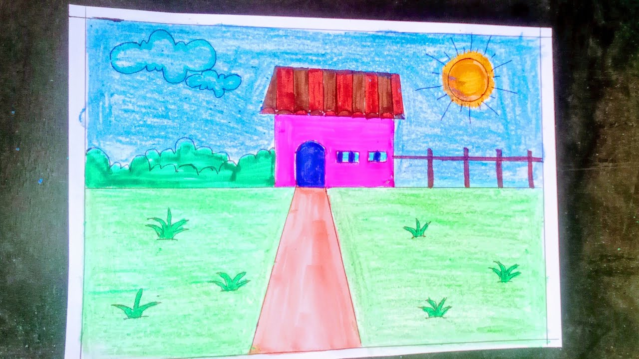 how to draw a huose of scenery | easy drawing tutorial | my huose ...