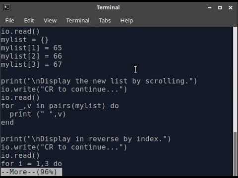 Lists in LUA. - YouTube