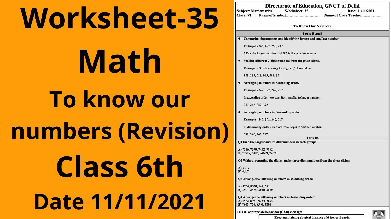 Worksheet 35 Math class 6 English Medium (11/11/21) / worksheet Math ...