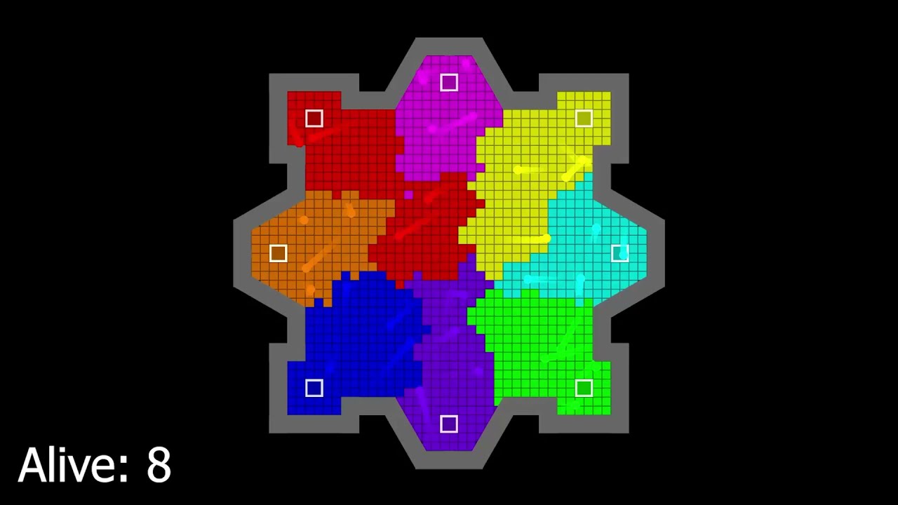 8 Color Territory Wars + Spawner - Marble Race in Algodoo - Intense ...