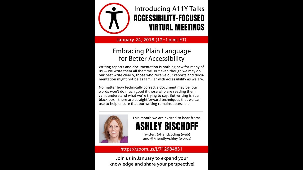 Embracing Plain Language for Accessibility - Ashley Bischoff (A11yTalks - January 2018) - YouTube
