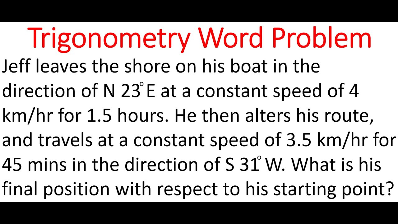TRIGONOMETRY WORD PROBLEM: Using Cosine & Sine Law To Find Final ...