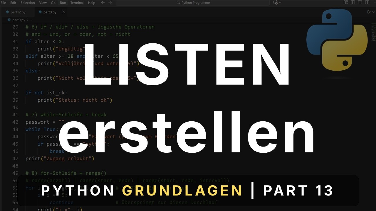 Listen erstellen | Python Grundlagen Part 13 - YouTube