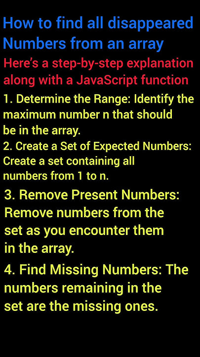 How To Find All Disappeared Numbers From An Array Ts Coding Coder Arraymanipulation Js