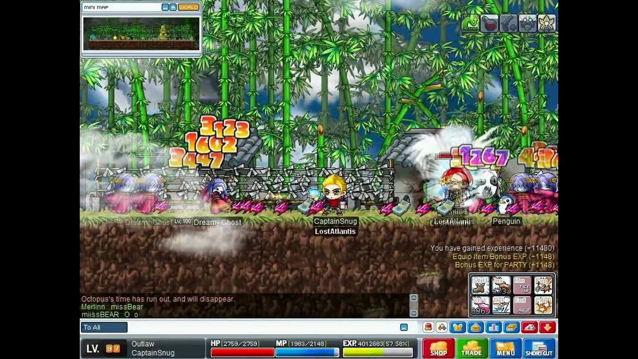 Maple Story Level 97 Outlaw at Himes w/priest on Scania -GMS - YouTube