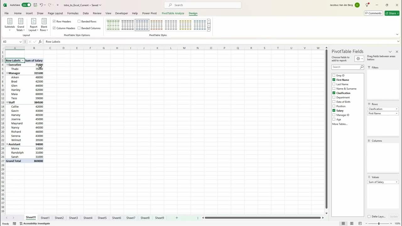 Pivot Table Formatting Basics - Part 1 #excel #excelfunctions # ...