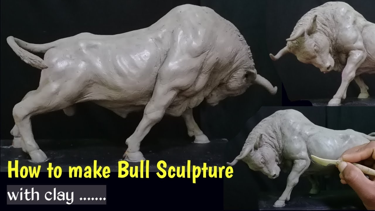 How to make Realistic bull with clay | Angry bull sculpture | clay bull ...