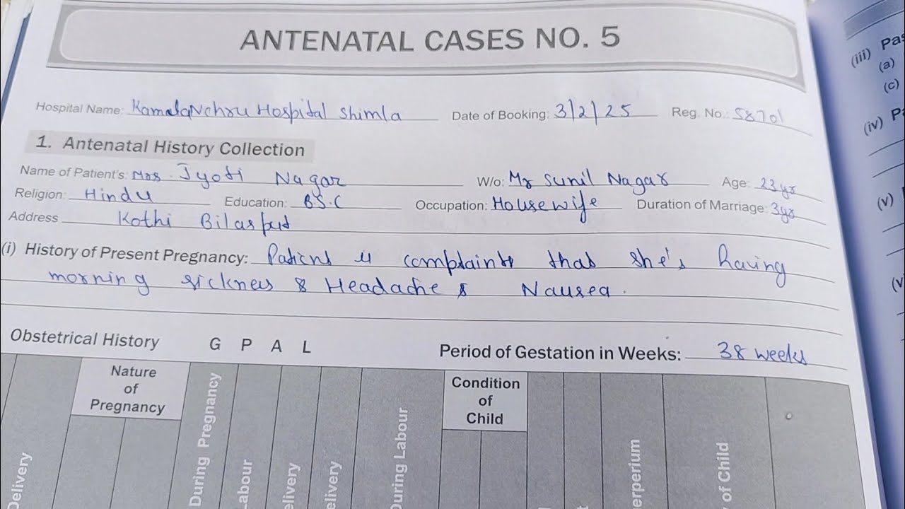 Obstetrical Nursing (obg) Case Book , Antenatal cases No. 5 . Dr. Molly ...