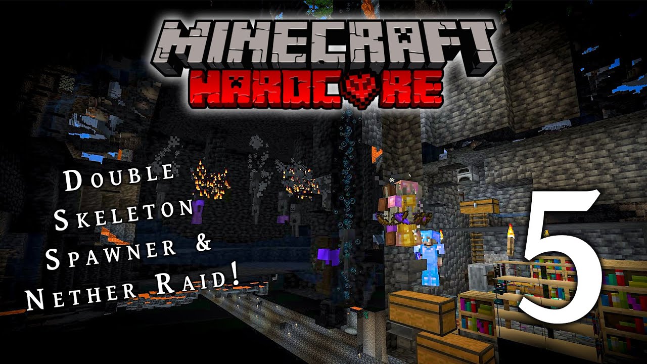 "Double Skele-Spawner Farm & Nether Raid!" - Hardcore Minecraft ...