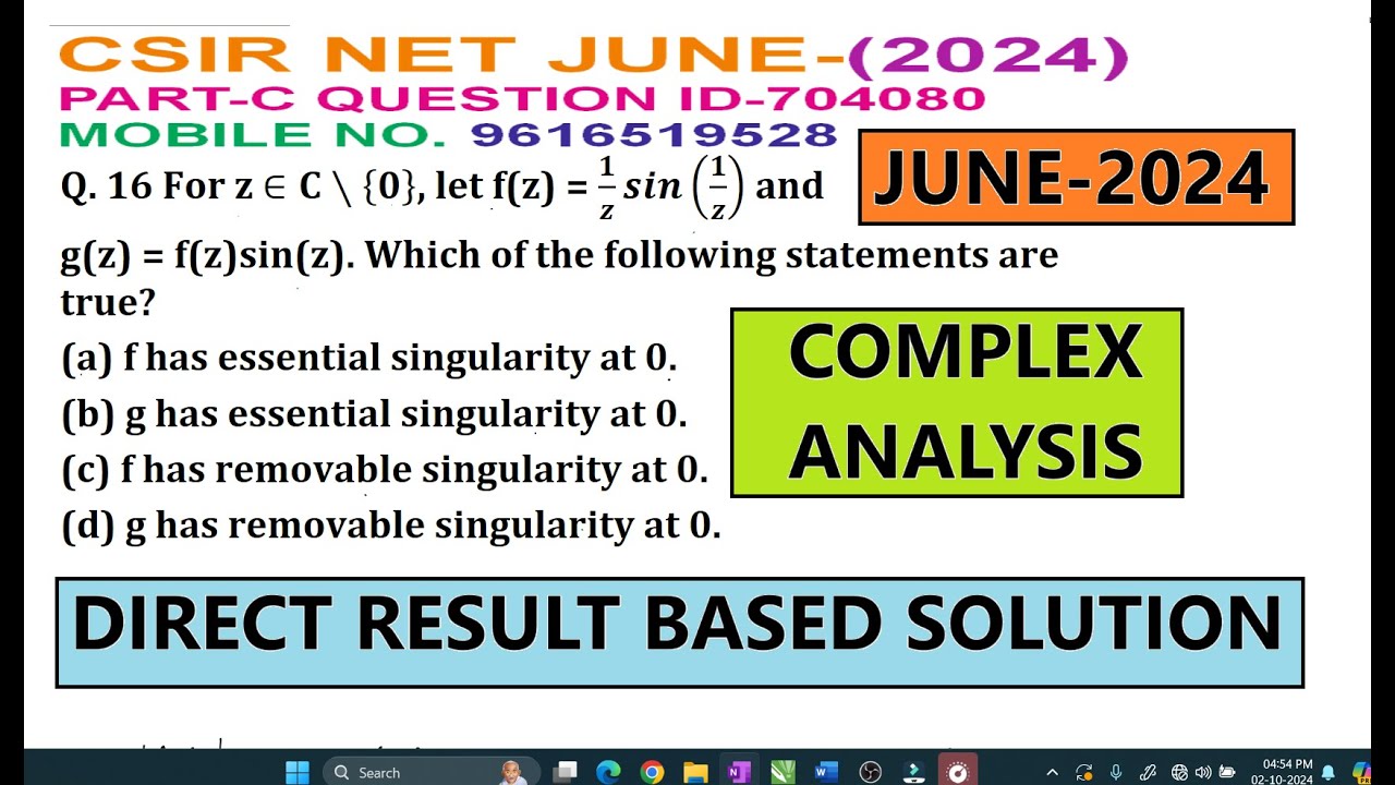 Csir Net June 2024 Part C Question Id 704080 Solutioncsir Net June 2024 Complex Analysis