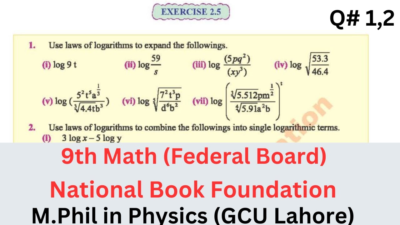 class 9 maths chapter 2 exercise 2.5 | national book foundation class 9 ...