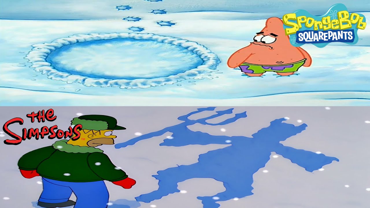Spongebob Sqarepants and The Simpsons: Homer and Patrick's Snow Angel ...