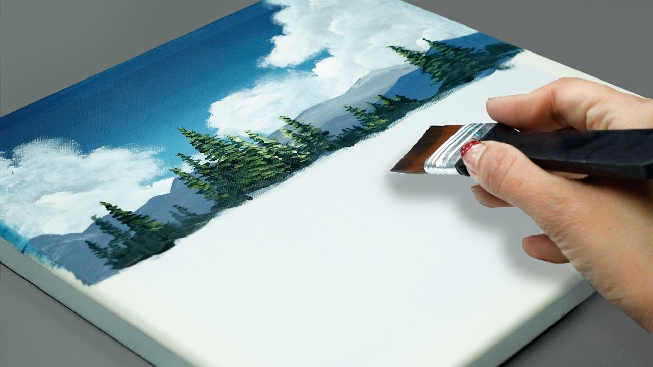 Easy Art / How to draw simple landscape / Acrylic painting for ...