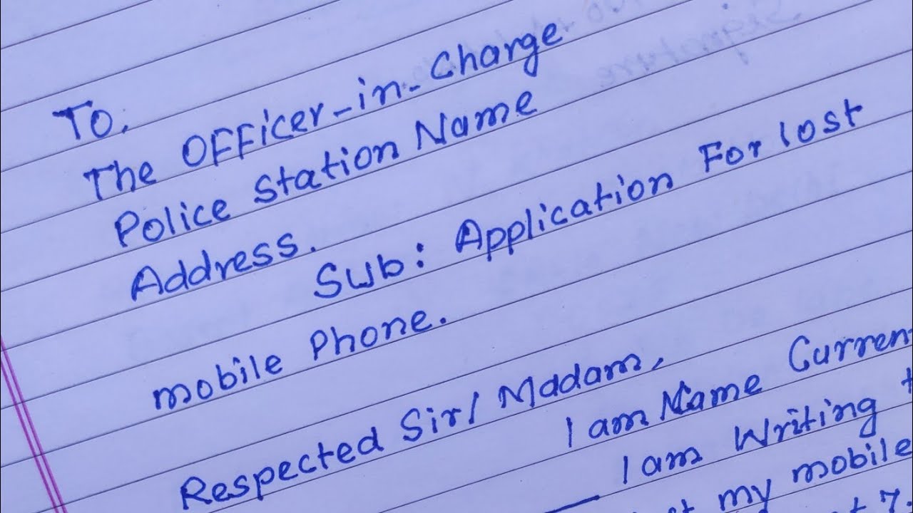 Application To The Police Station For Lost Of Mobile Phone | How To ...