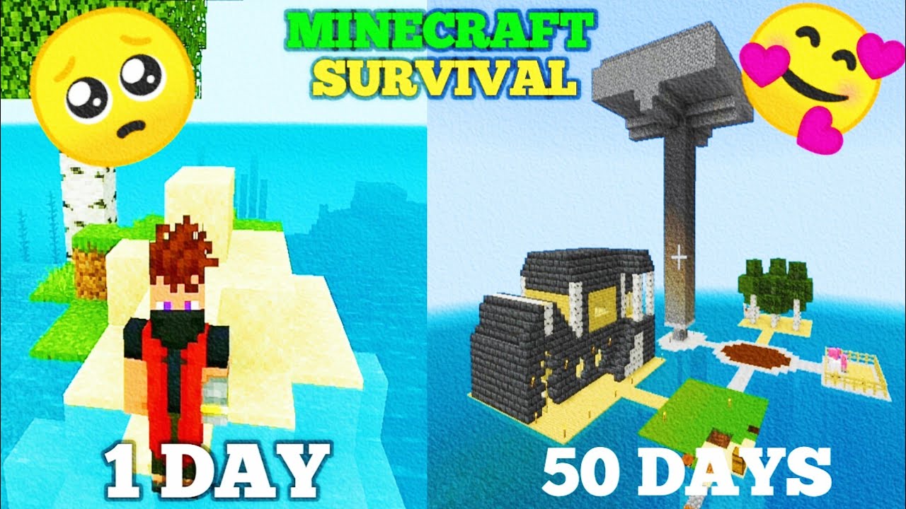 I Survived😍 50 Days On A Survival Island In Minecraft PE!(Hindi ...