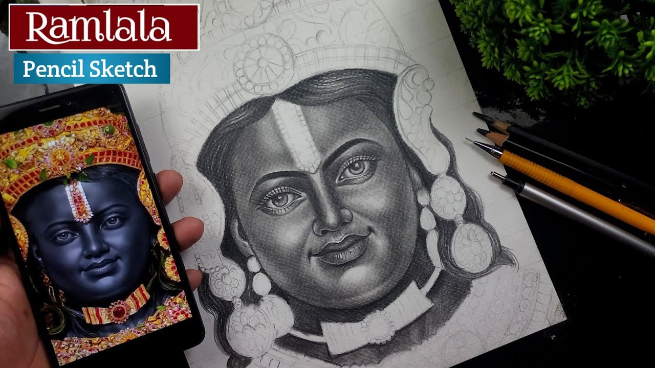 Ramlala Drawing, Ram Navami Special, How to draw lord Ram, Pencil ...