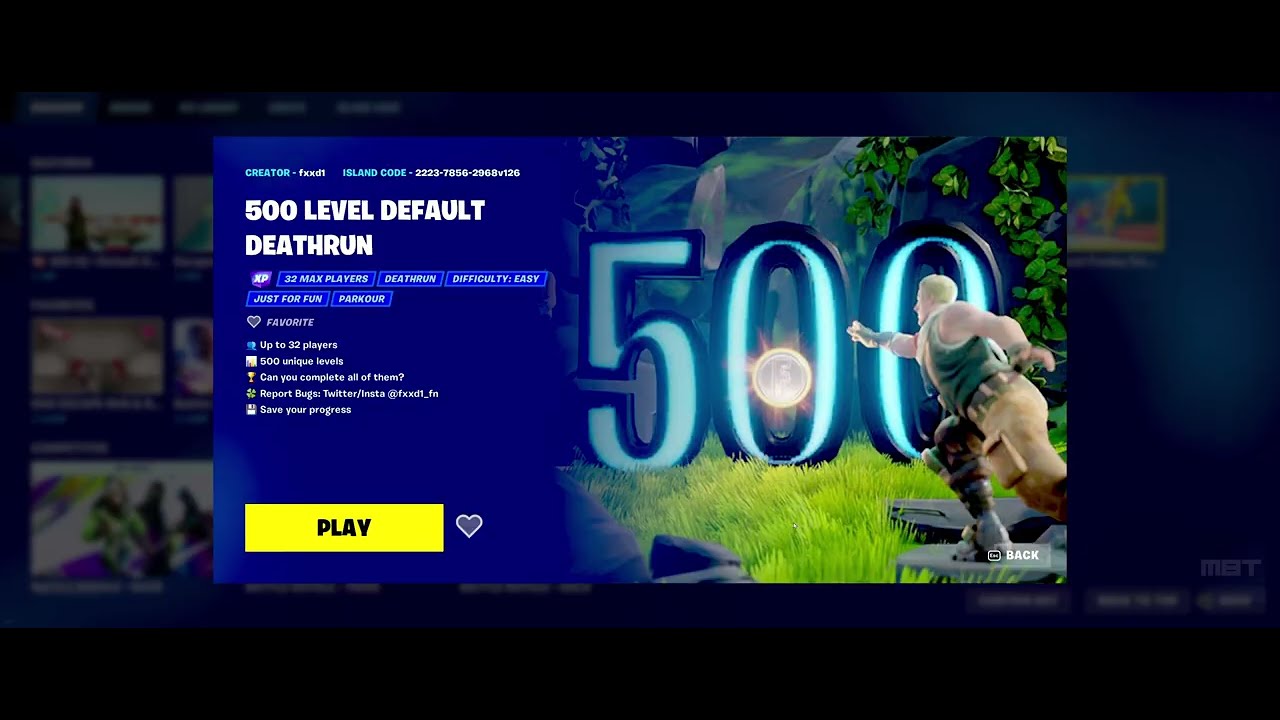 [TUTORIAL] FORTNITE: 500 LEVEL DEFAULT DEATHRUN - ISLAND CODE - HOW TO ...