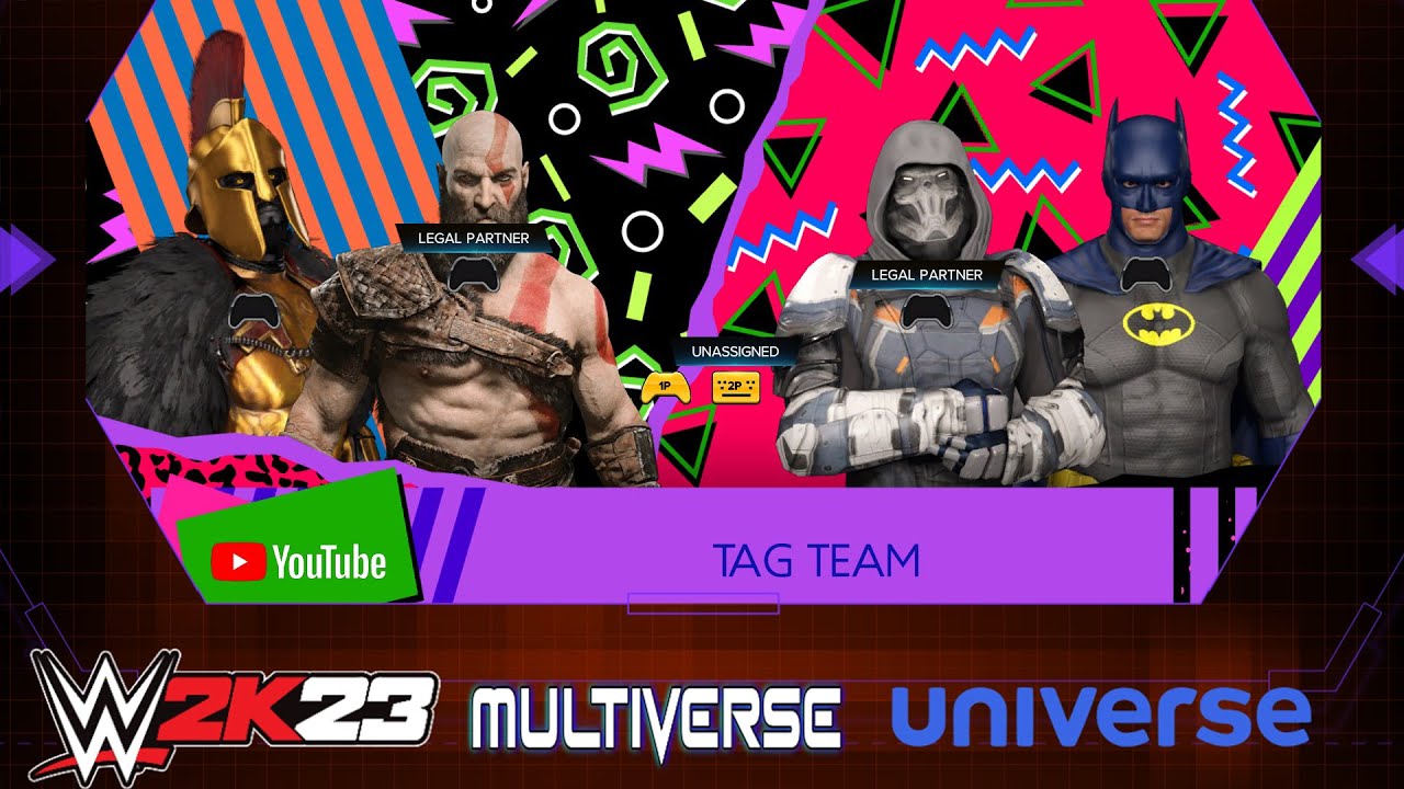 wwe 2k23 #multiverse - Ares & Kratos VS Taskmaster & Batman - YouTube