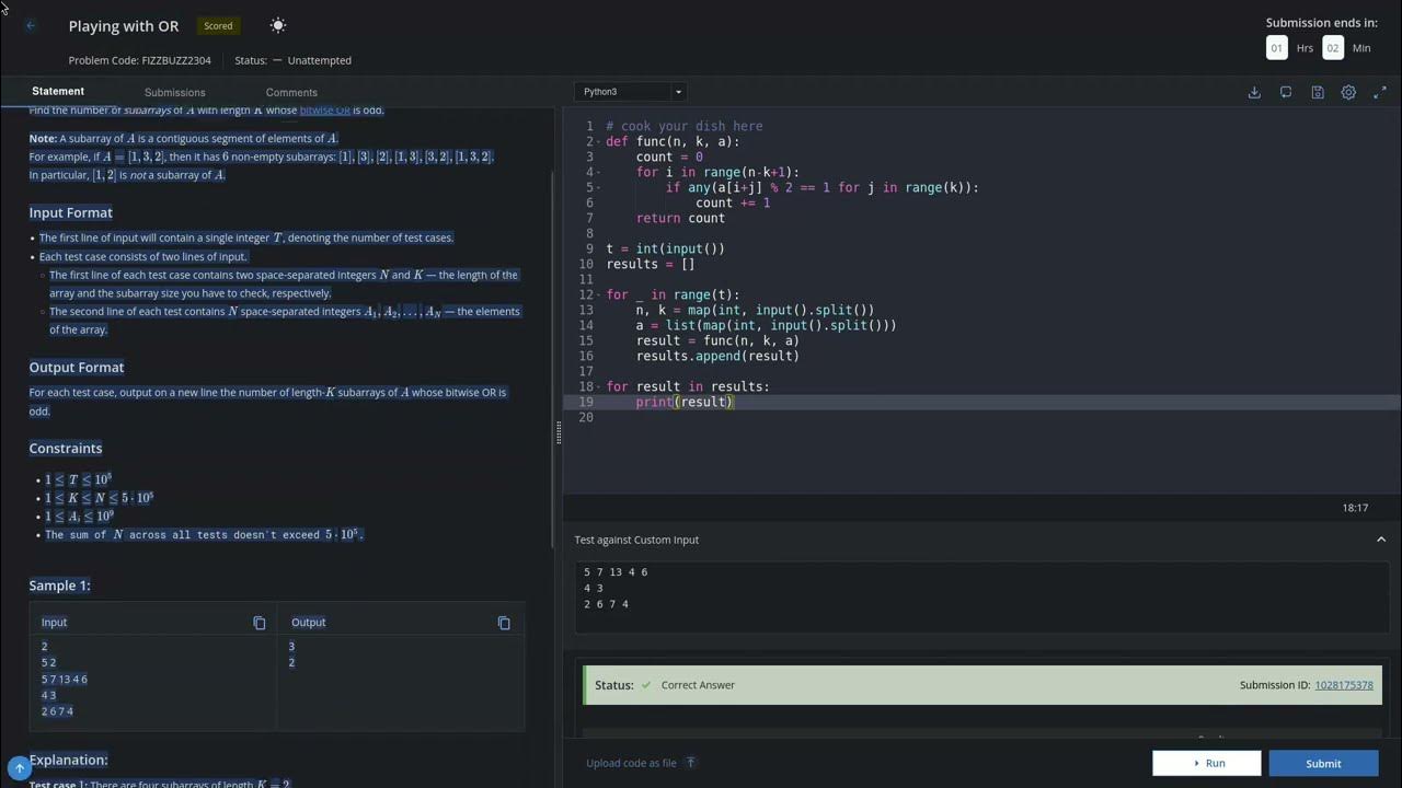 Playing with OR | CodeChef Solutions | 01.11.2023 - YouTube