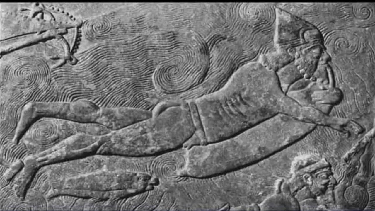 3000 year old Assyrian soldiers diving under a river using inflatable ...
