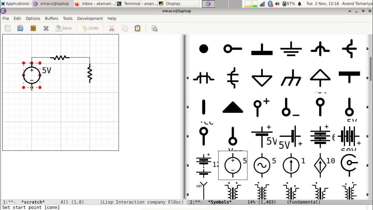 Schematics using GNU Emacs (Symbols Library) - YouTube