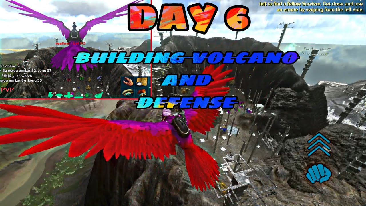 ARK MOBILE DAY #6 - BUILDING VOLCANO DEFENSE - Construindo vulcão e ...