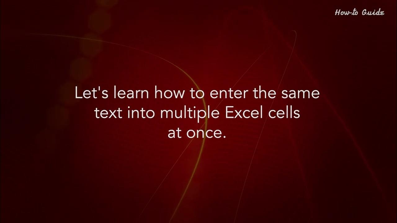 How to Enter the same text into multiple Excel cells at once :Tutorial - YouTube