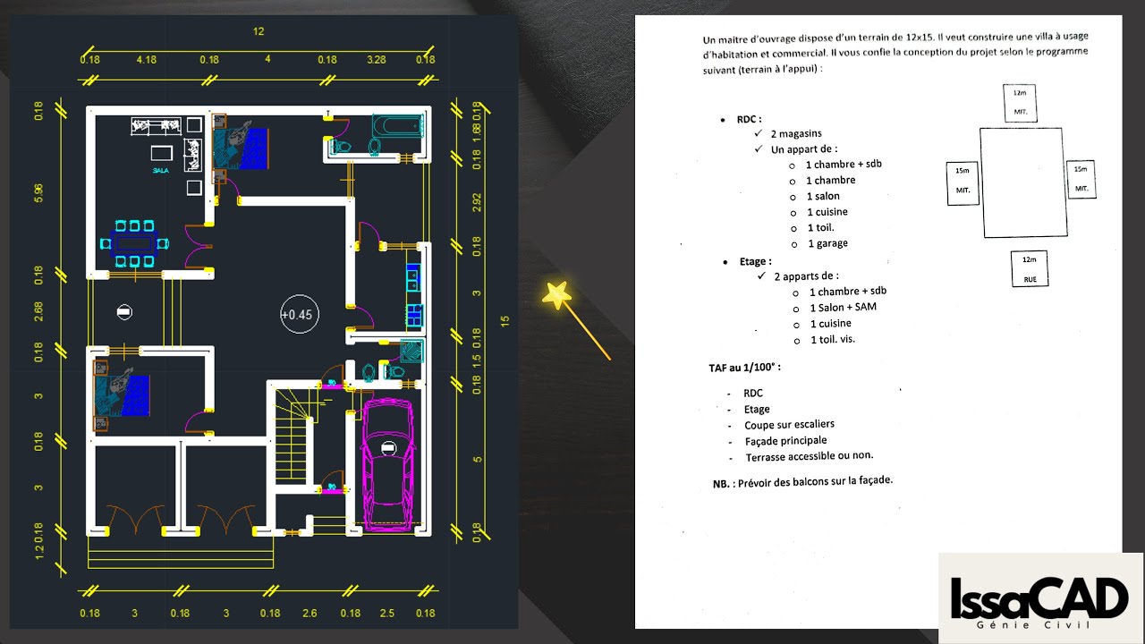 Formation AutoCAD Conception d'un bâtiment R+1 partie 1 - YouTube