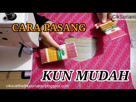 Cara Mudah PASANG KUN leher Baju kurung untuk beginner..