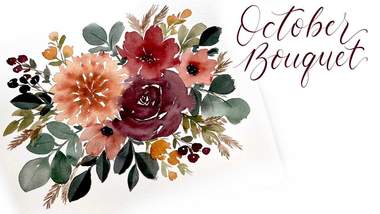 How To Paint A October Watercolour Bouquet - YouTube