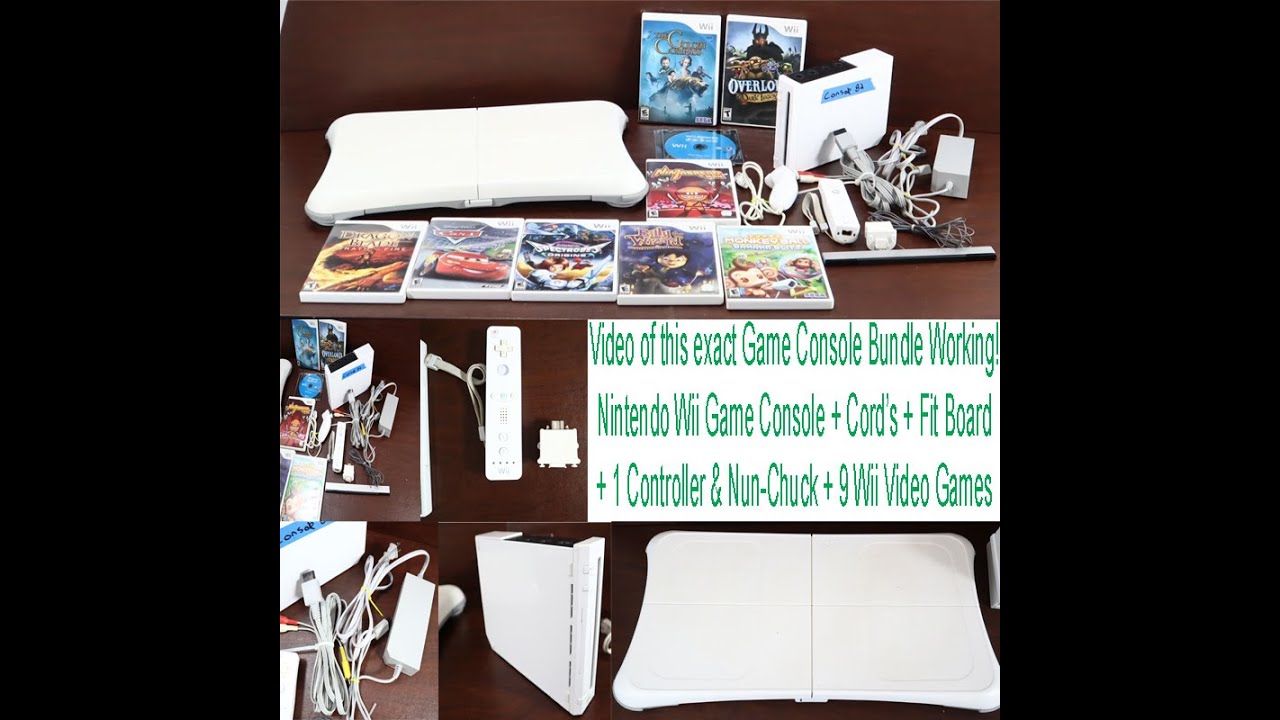 Nintendo Wii Video Game Console Bundle Set W/ Wii Fit Board+Controllers ...