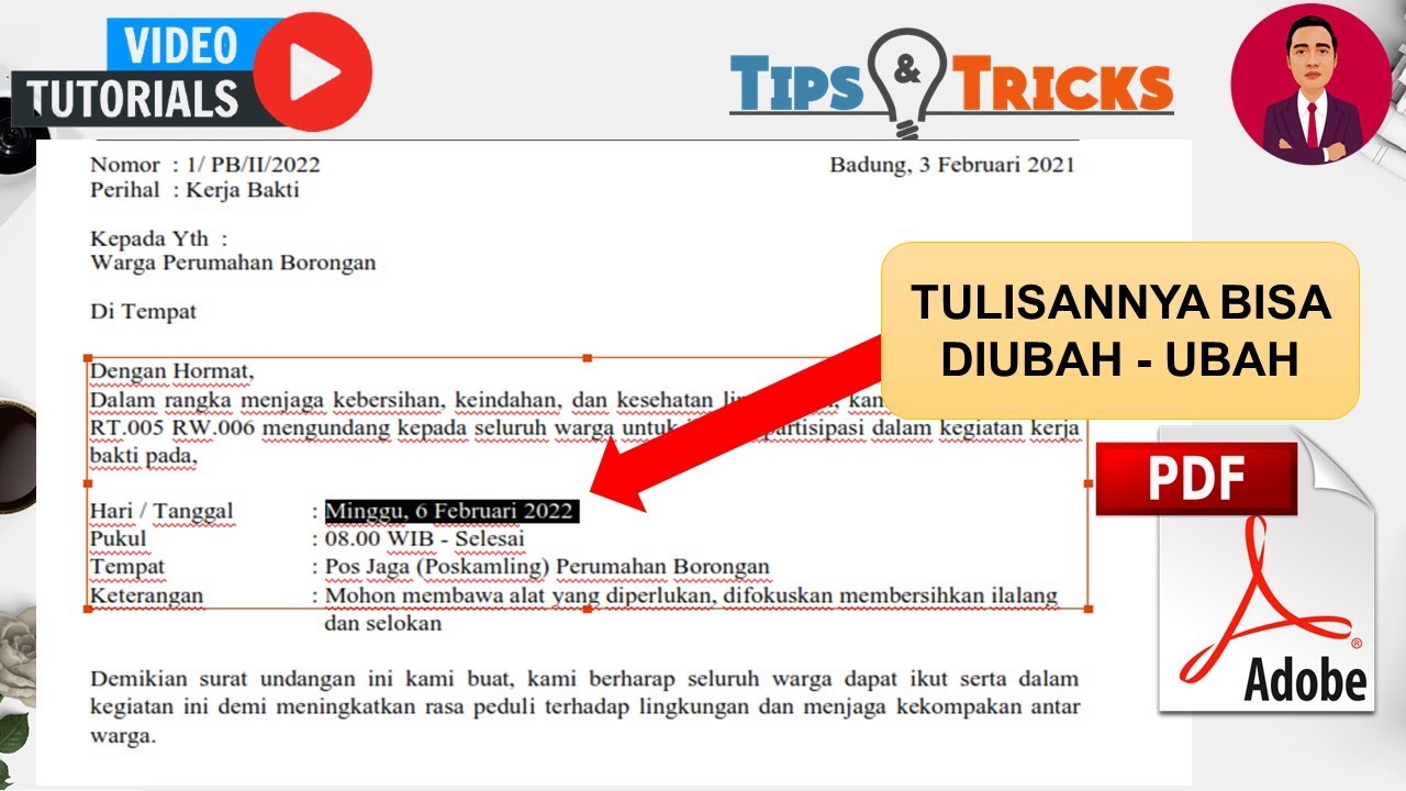 Cara Edit Tulisan atau ketikan di PDF - YouTube