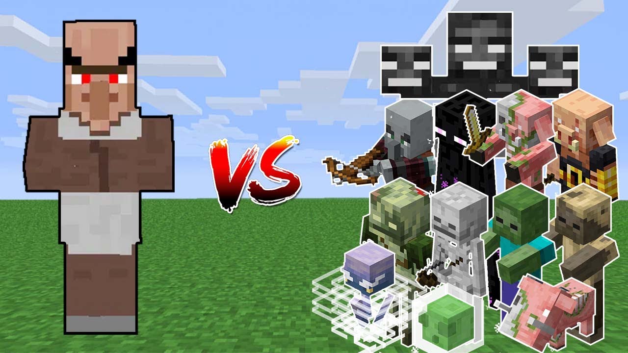 Villager Vs All Mob | Minecraft Mob Battle - YouTube
