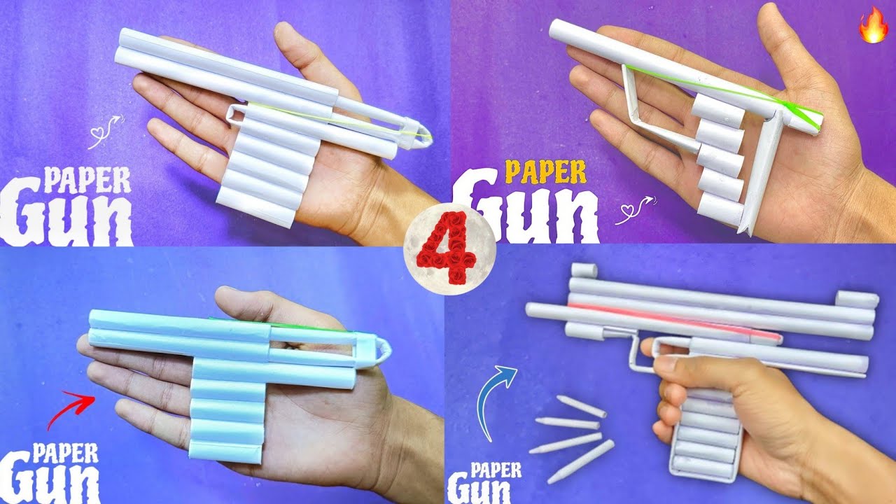 Making 4 amazing paper guns at home | guns with paper | gun making | 4 ...