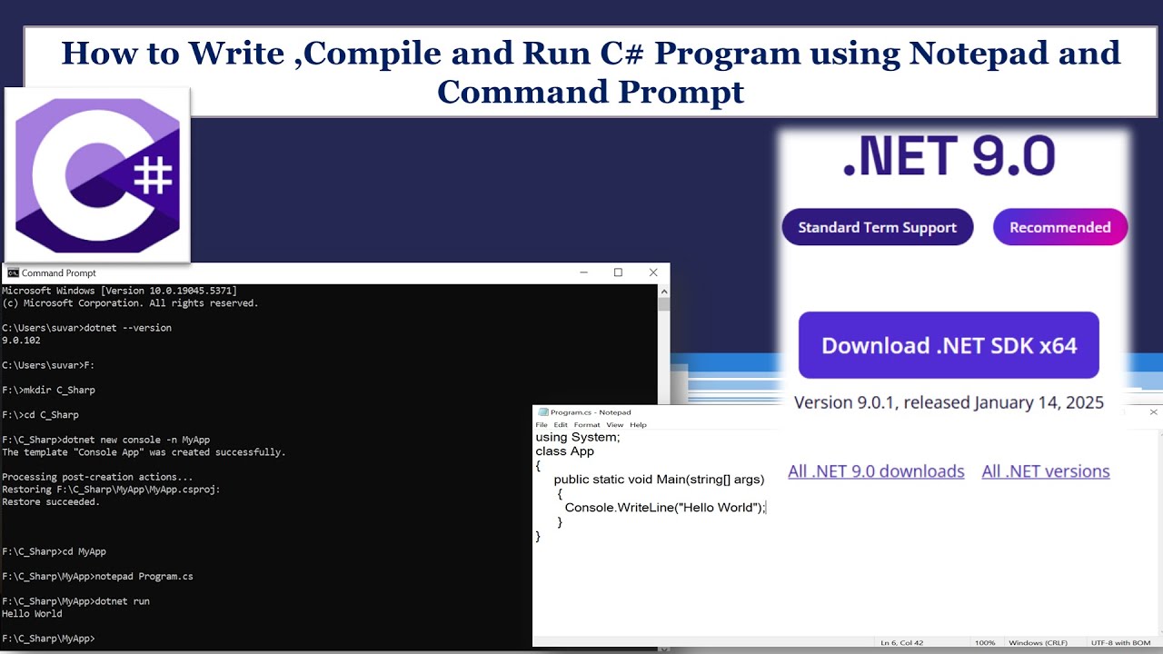 How to Write, Compile, and Run C# Program using Notepad and Command ...