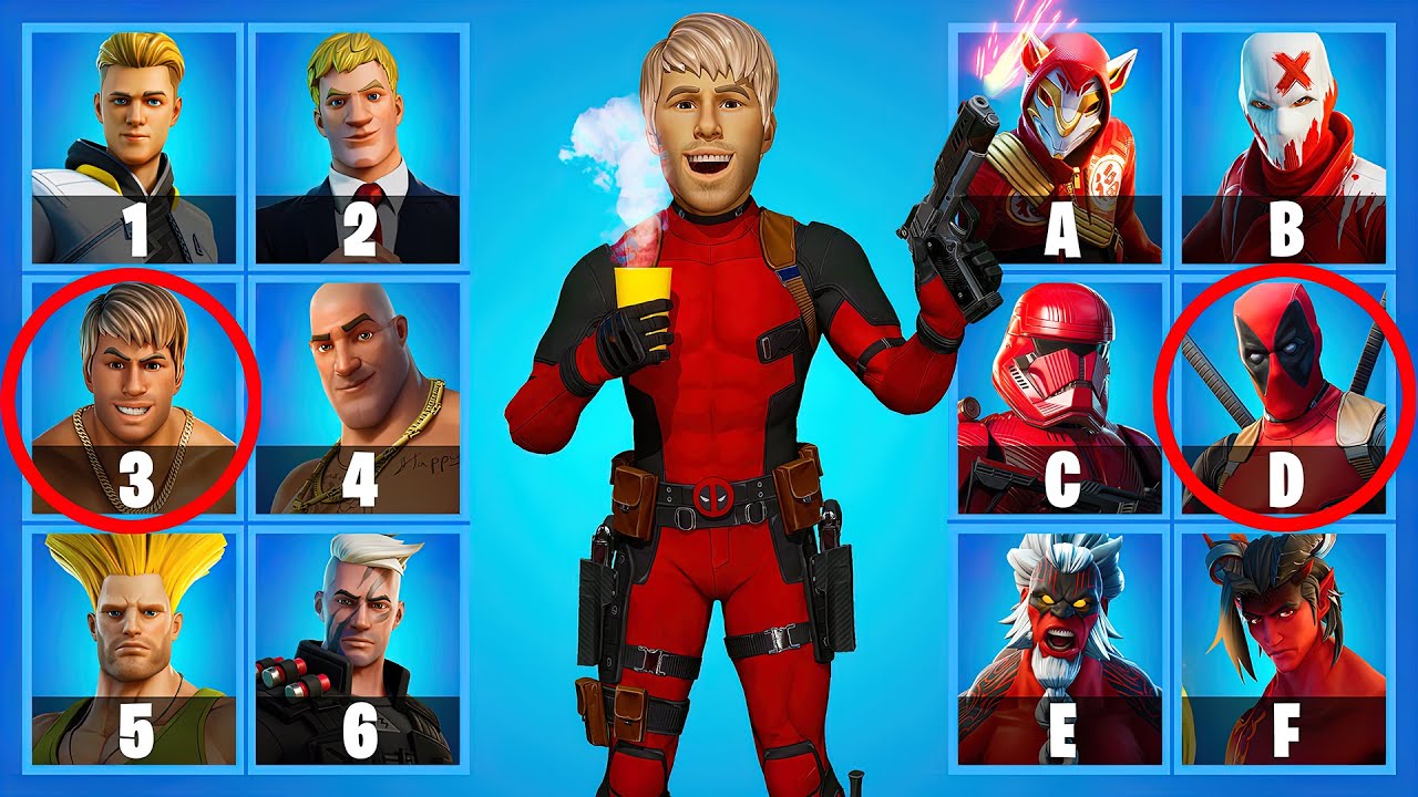 FORTNITE CHALLENGE PART #22 - GUESS WHICH TWO SKINS ARE MIXED. - YouTube