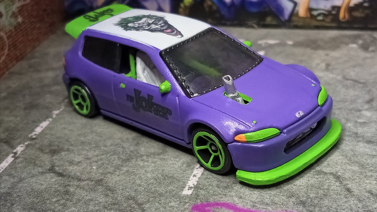 the joker custom honda civic hatchback hot wheels - YouTube