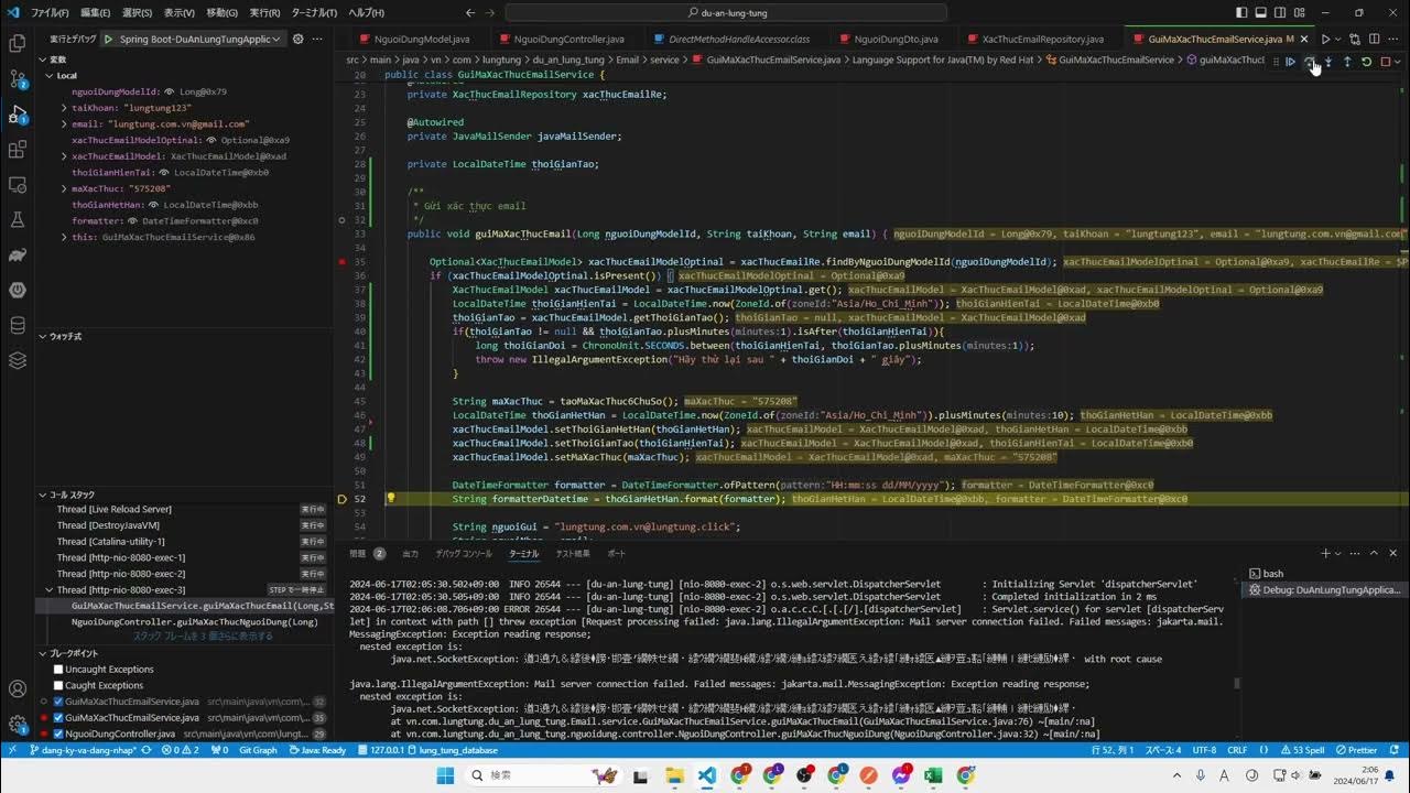 [Ngày 4 - Java Spring Boot] Gửi Mã Xác Thực Bằng Mail Server - YouTube