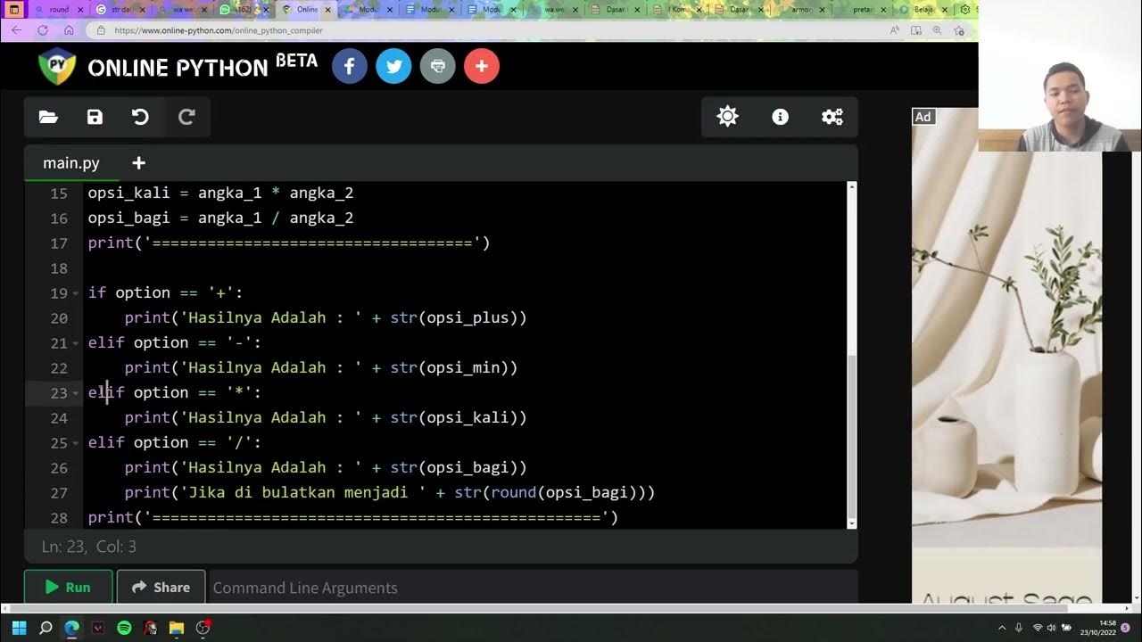 KALKULATOR SEDERHANA Menggunakan Bahasa pemrograman Pyhton ( Hi class ...