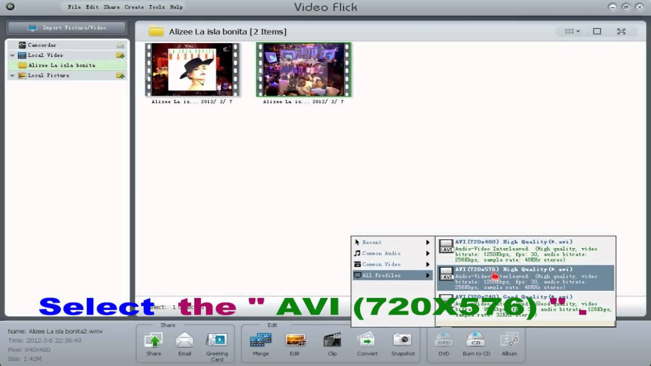 How to Convert video to AVI(720x576) with video flick - YouTube