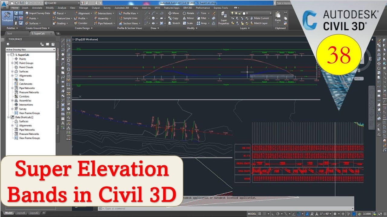 Super elevation Profile Band style in Civil 3D - YouTube