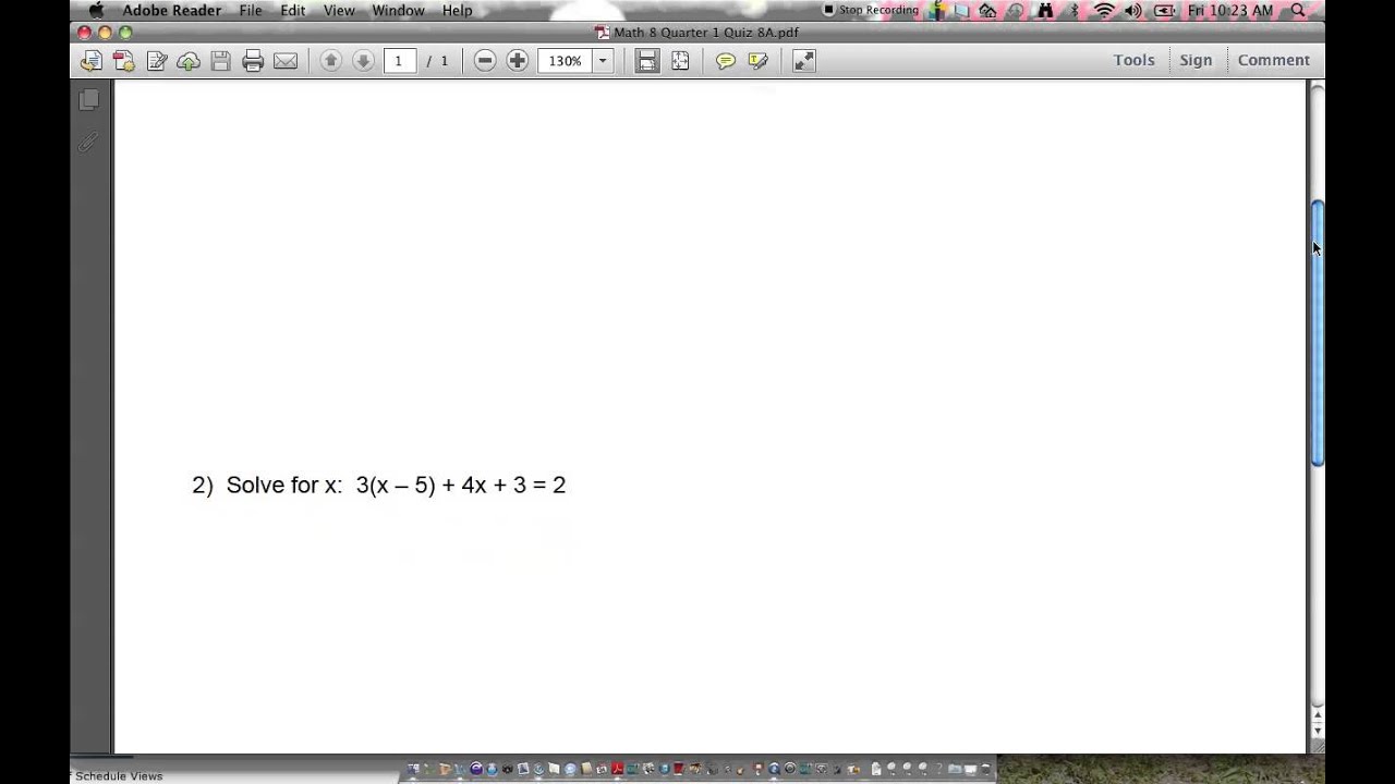 Math 8 Quarter 1 Quiz 8A Review - YouTube