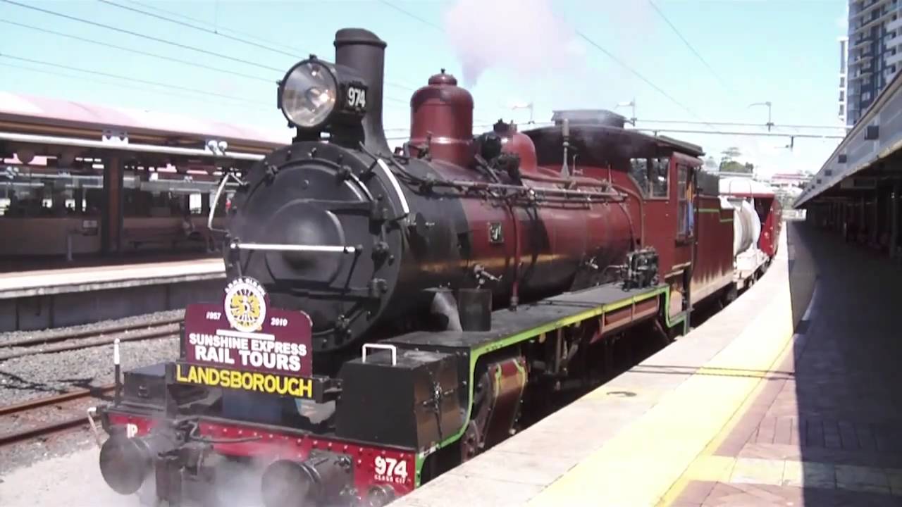 QR Steam Loco C17-974 with Landsborough excursion train at Roma Street ...