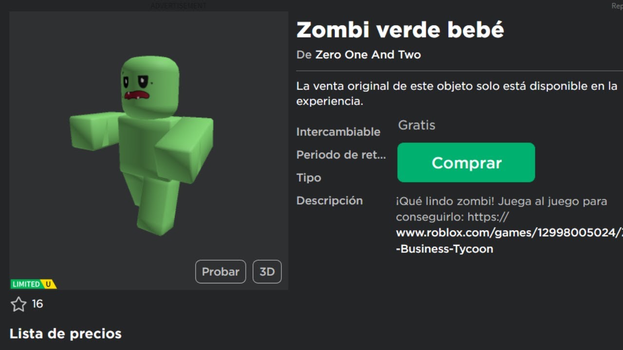 COMO CONSEGUIR Zombi verde bebé COMPLETAMENTE GRATIS EN ROBLOX - YouTube